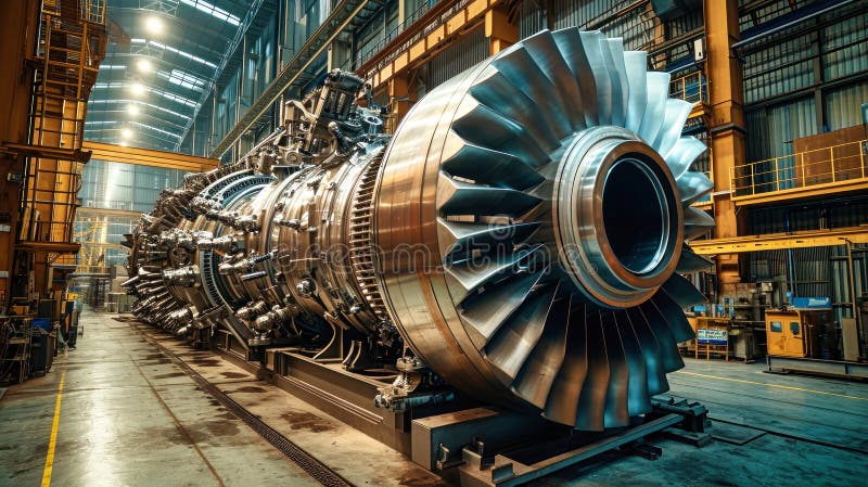 Large Jet Engine in Factory Workshop Stock Illustration - Illustration ...