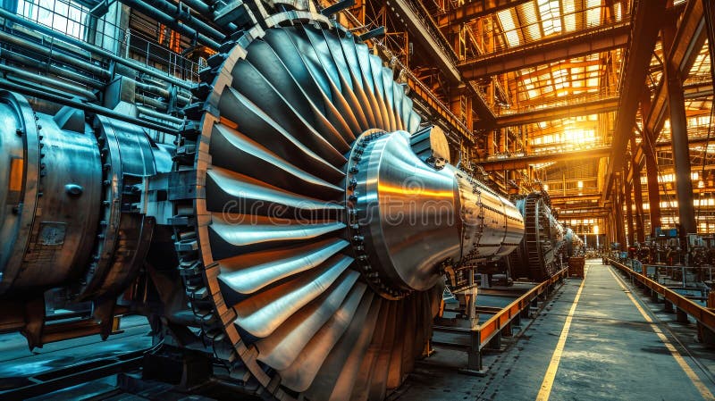Large Jet Engine Inside Factory Workshop Stock Illustration ...