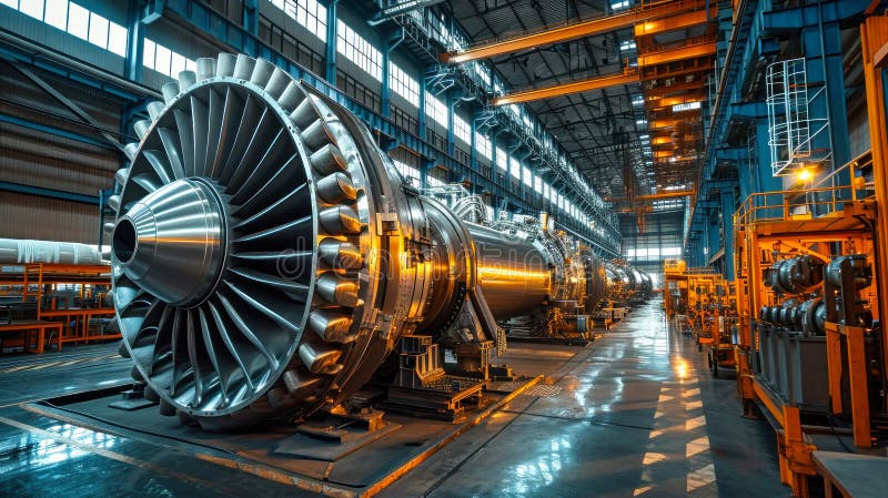Large Jet Engine Inside Factory Workshop Stock Illustration ...