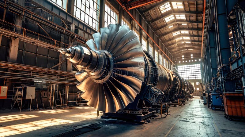 Large Jet Engine Inside Factory Workshop Stock Illustration ...