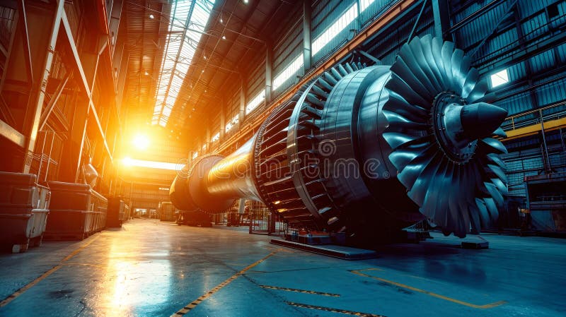 Large Jet Engine Inside Factory Workshop Stock Illustration ...