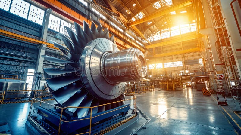 Large Jet Engine Inside Factory Workshop Stock Illustration ...