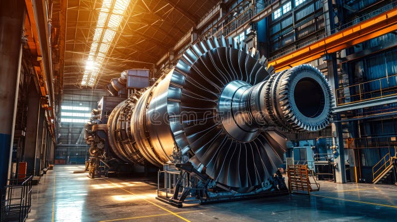 Large Jet Engine Inside Factory Workshop Stock Illustration ...