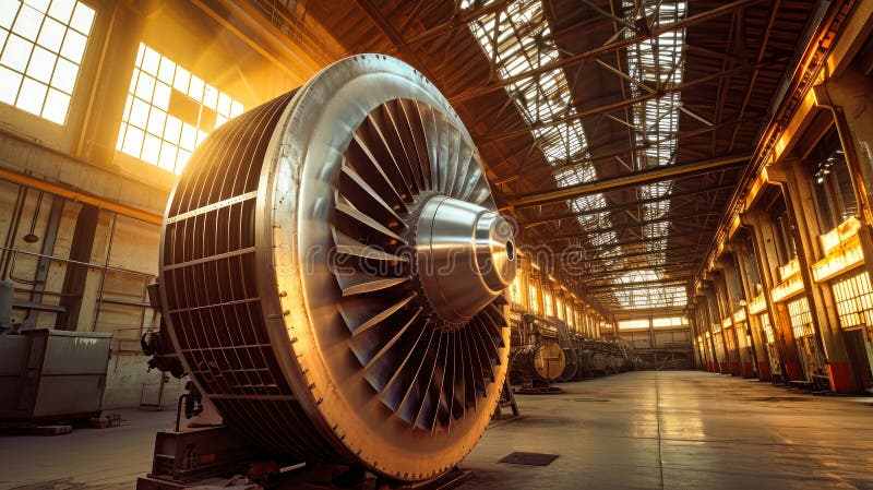 Large Jet Engine Inside Factory Workshop Stock Illustration ...