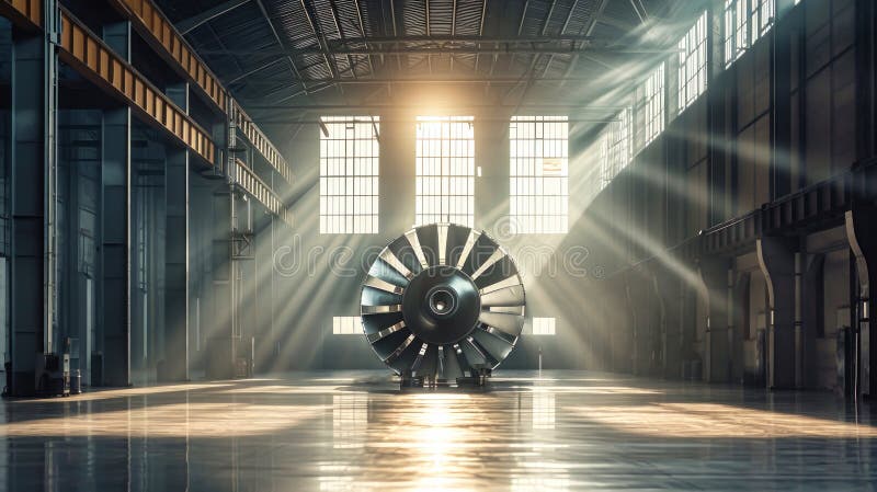 Large Jet Engine Inside Factory Workshop Stock Illustration ...