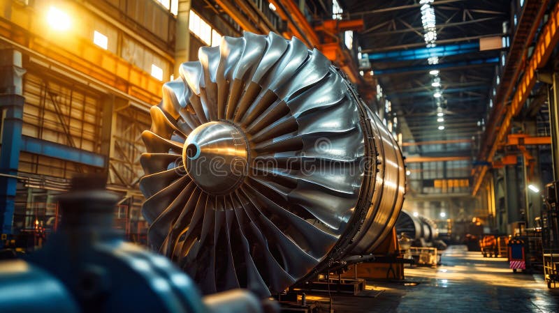Large Jet Engine Inside Factory Workshop Stock Illustration ...