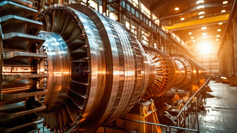 Large Jet Engine Inside Factory Workshop Stock Illustration ...