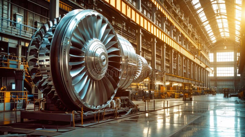 Large Jet Engine Inside Hangar Stock Illustration - Illustration of ...