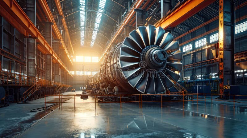 Large Jet Engine Inside Hangar Stock Illustration - Illustration of ...