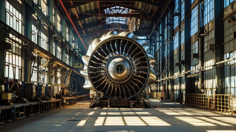 Large Jet Engine Inside Hangar Stock Illustration - Illustration of ...