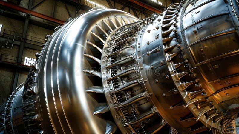 Large Jet Engine Inside Hangar Stock Illustration - Illustration of ...