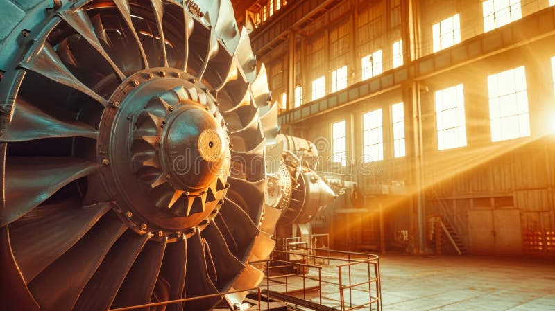 Large Jet Engine Installed in Factory Workshop Stock Illustration ...