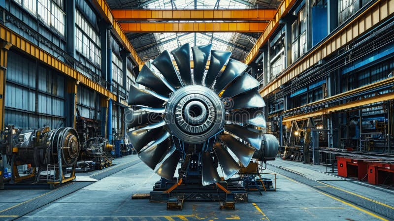 Large Jet Engine Installed in Factory Workshop Stock Illustration ...