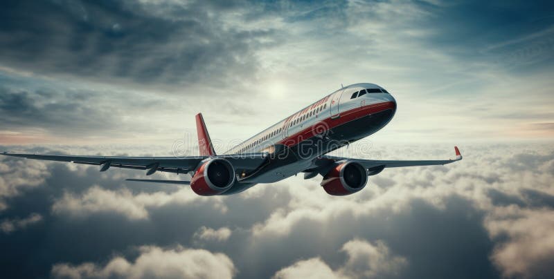 A Large Jet is Flying in the Sky, Stock Photo - Image of vacation ...