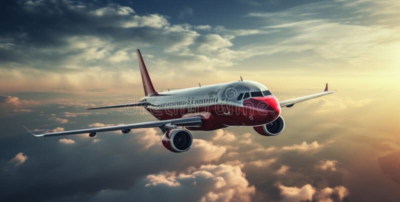 A Large Jet is Flying in the Sky, Stock Illustration - Illustration of ...