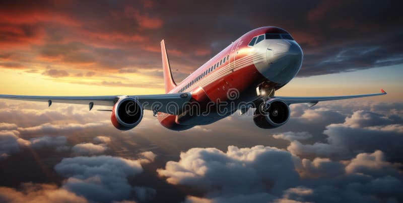 A Large Jet is Flying in the Sky, Stock Photo - Image of landing ...
