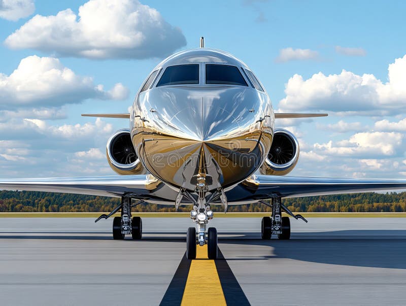 A Large Jet Sitting on Top of an Airport Runway Stock Image - Image of ...