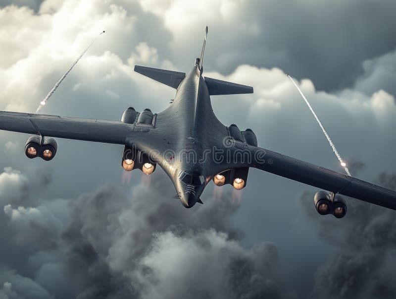 Large Jet Soaring through Cloudy Sky. Generative AI. Stock Image ...