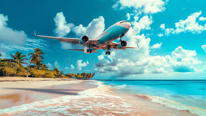 Large Jetliner Flying through White Sky with Its Landing Gear Down ...