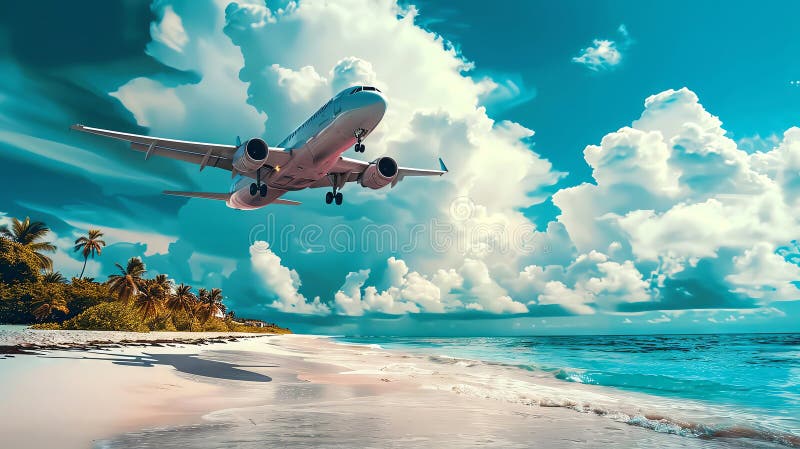 Large Jetliner Flying through White Sky with Its Landing Gear Down ...