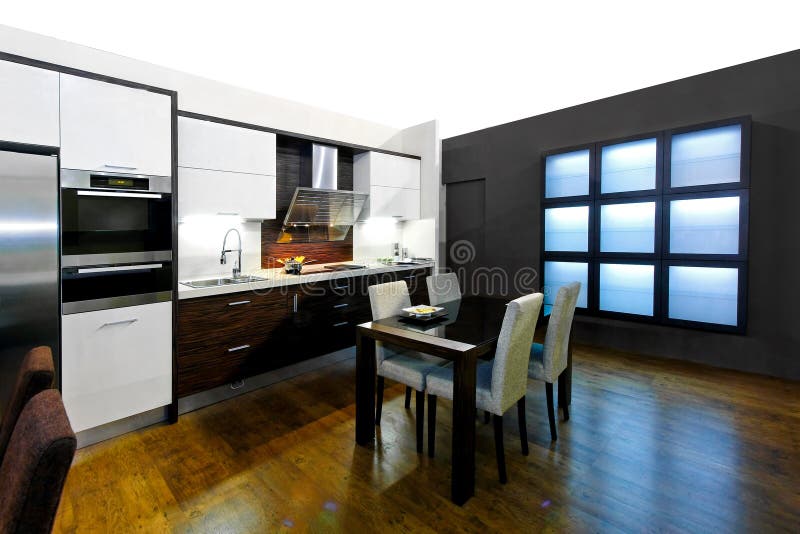 Large kitchen stock photo. Image of black, area, equipment - 14818262