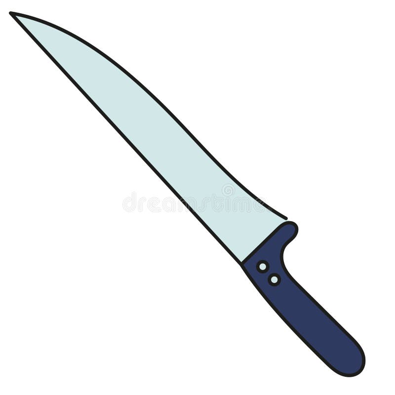 Large Kitchen Knife with Blue Handle. Vector Illustration Isolated on ...