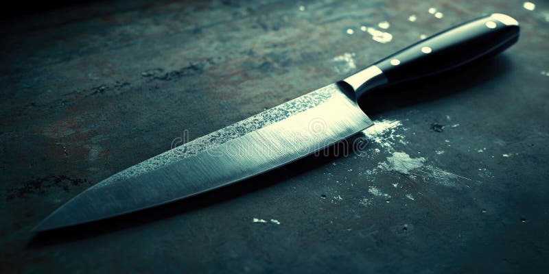 Large Knife on Table stock photo. Image of blade, weapon - 378696242