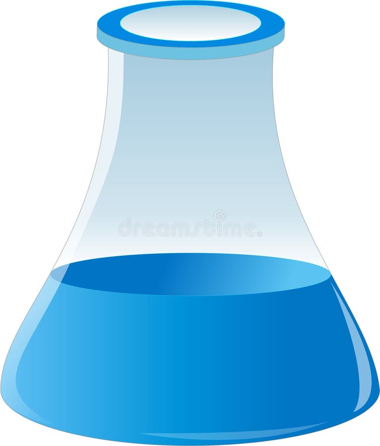 Large Laboratory Flask with Blue Water Stock Vector - Illustration of ...