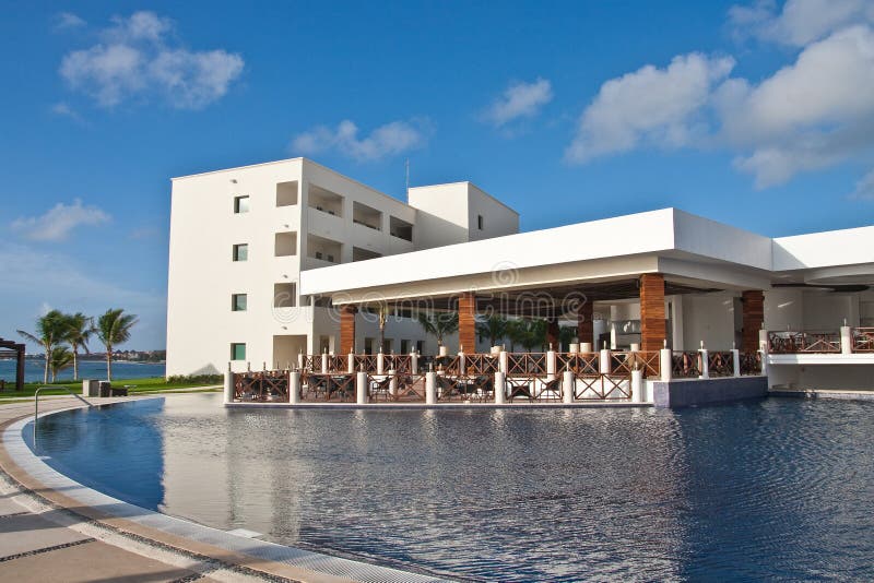 A Large Lagoon Pool at a Tropical Resort Hotel Stock Image - Image of ...
