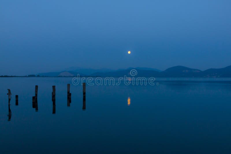 Large Lake in the Night Light of the Moon, Peace and Quiet , Lake ...