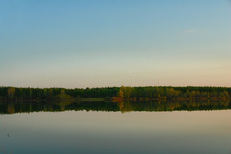 Large Lake or River in Good Sunny Calm Weather Stock Photo - Image of ...