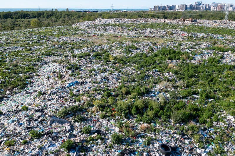 Large Landfill Site with Trash and Greenery Stock Image - Image of ...