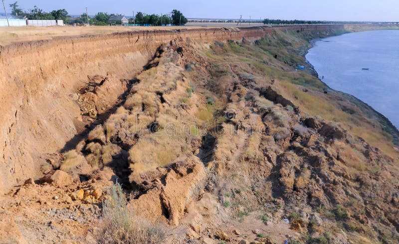 A Large Landslide on a Clay Cliff Bank in Eastern Crimea Stock Photo ...