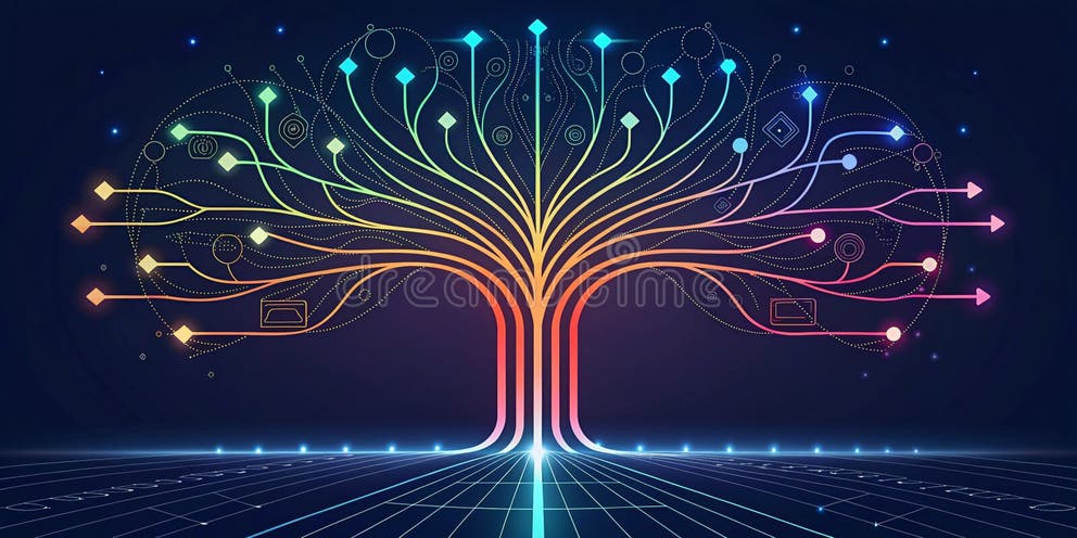 Large Language Model Artificial Intelligence Optimization Colorful Abstract Tree Design ...