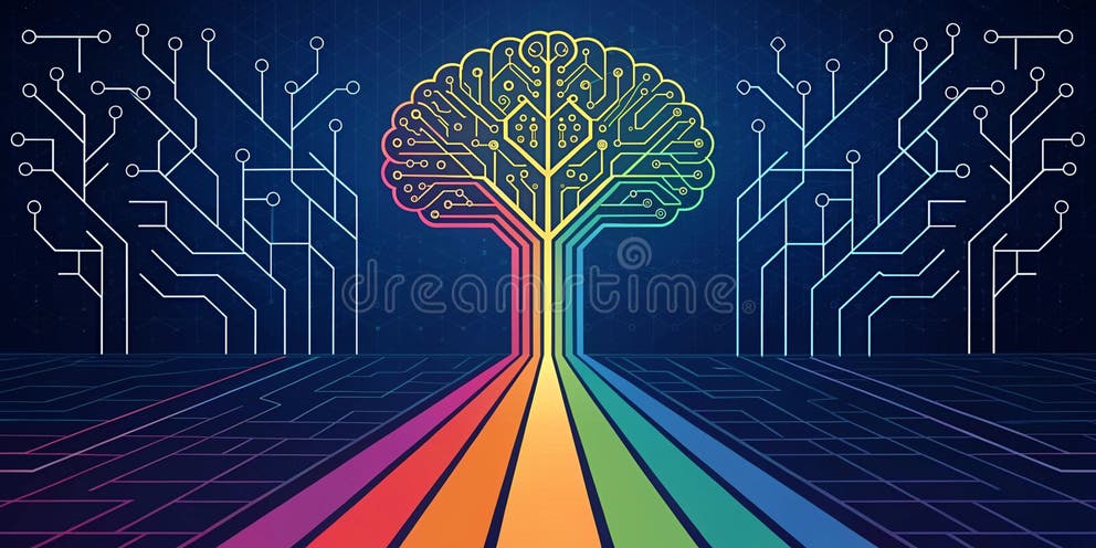 Large Language Model Artificial Intelligence Optimization Colorful Tree ...