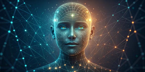 Large Language Model Artificial Intelligence Optimization Human Face Morphing into Glowing AI ...