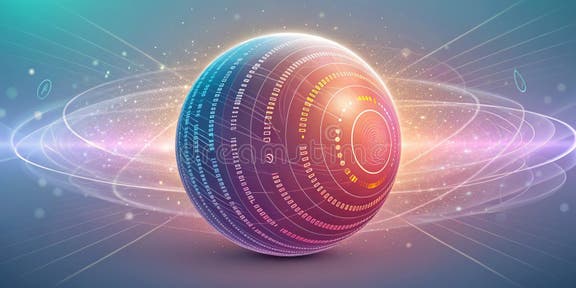 Large Language Model Artificial Intelligence Optimization Vibrant Abstract Sphere with Binary ...