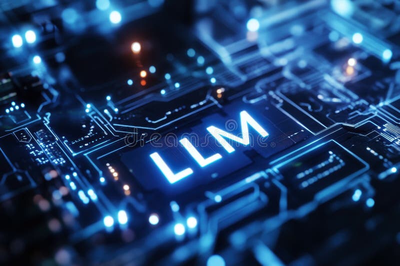 Large Language Model Concept, the Letters LLM on a Circuit Board ...