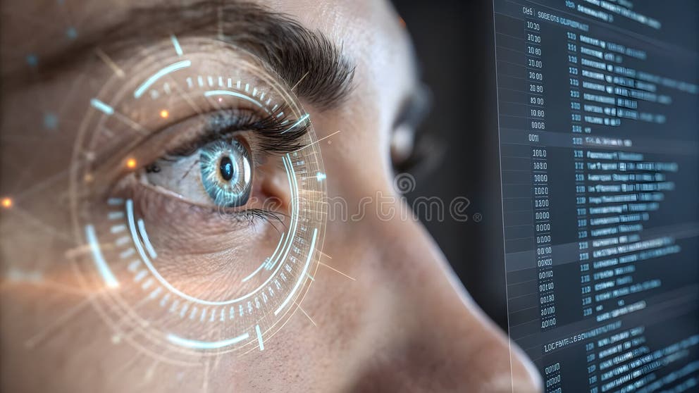 Large Language Model Deep Learning Computation Futuristic Eye Scanning ...