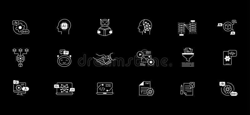 Large Language Model Icon Set Vector Line Icons For Ai Concepts Stock