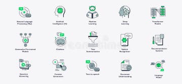 Large Language Model Icon Set. Vector Line Icons for AI Concepts Stock Vector - Illustration of ...
