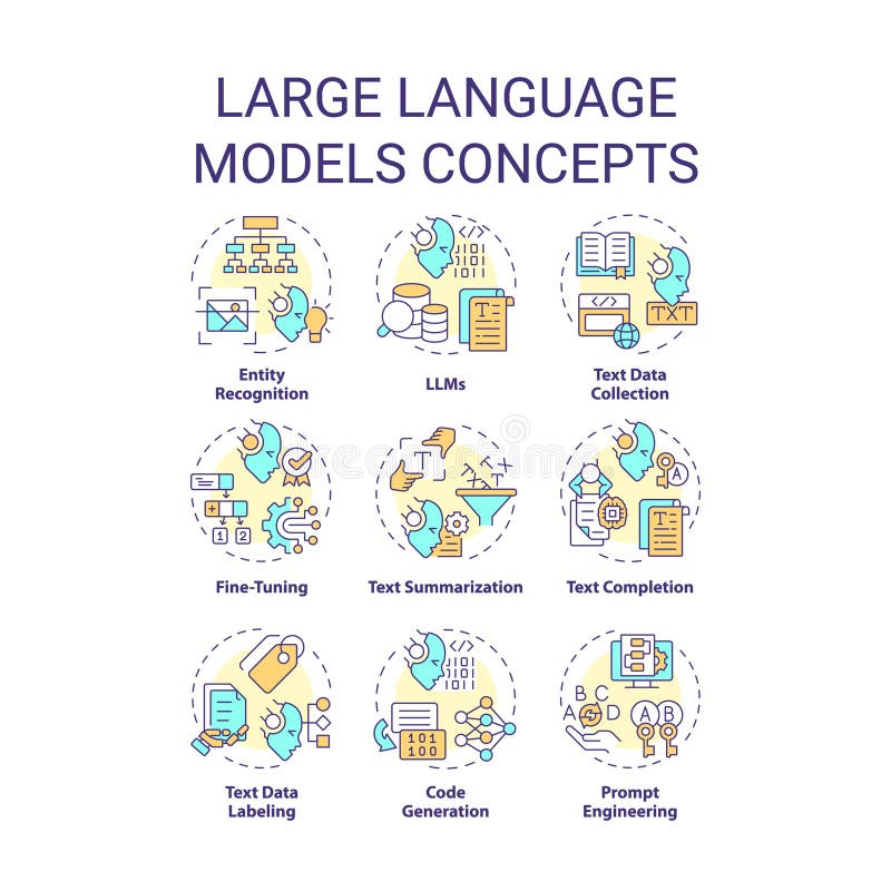 Large Language Models Multi Color Concept Icons Stock Illustration ...