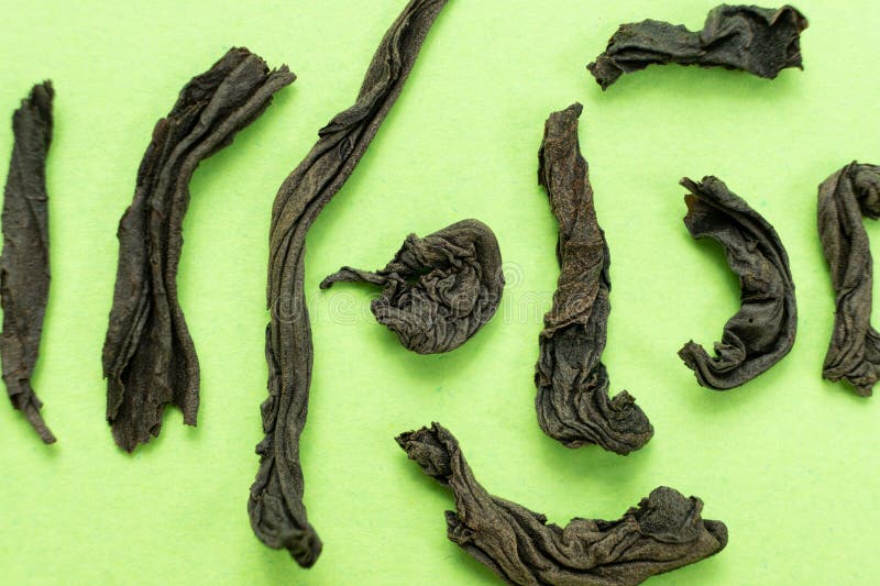 Large Leaf Black Tea Rolled Leaves of Different Shapes, Top View Macro ...