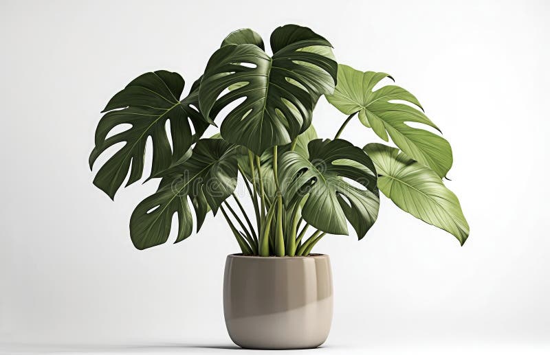 A Large Leaf House Plant in a Pot Ceramics Stock Illustration ...