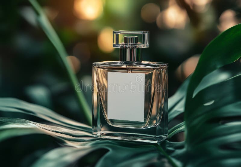 A Large Leaf Serves As the Base for a Luxurious Glass Perfume Bottle ...