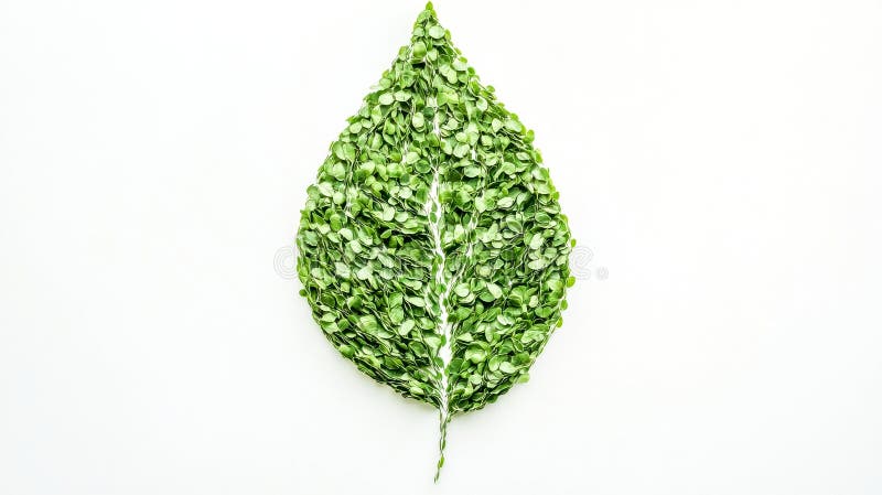 Large Leaf Shape Created from Tiny Green Leaf Pieces on White ...