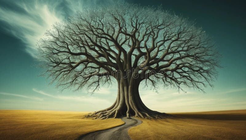 A Large, Leafless Tree with Sprawling Branches Stands Majestically in ...