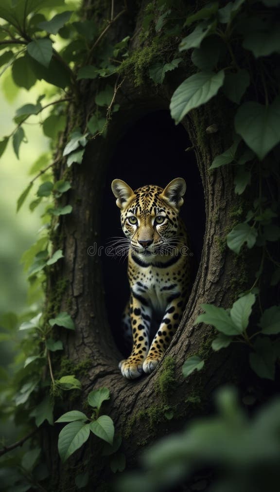 Large Leafy Canopy Shelters a Curious Leopard, Hideout, Wildlife, Tree ...