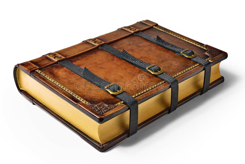 Large Leather Book with Three Belts, Gilded Paper Edges and Gilded the ...