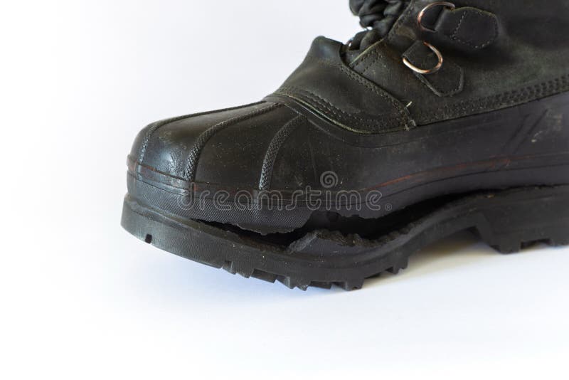 Large Leather Boot Torn from Time To Time Stock Photo - Image of casual ...